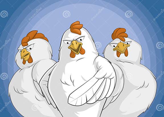 Angry chickens group stock illustration. Illustration of front - 69144128