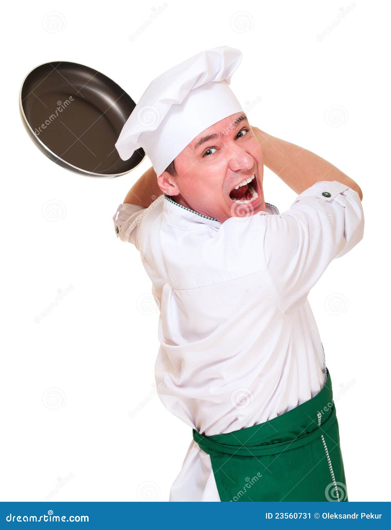Angry Chief in Hood Threaten by Pan Stock Image - Image of isolated ...