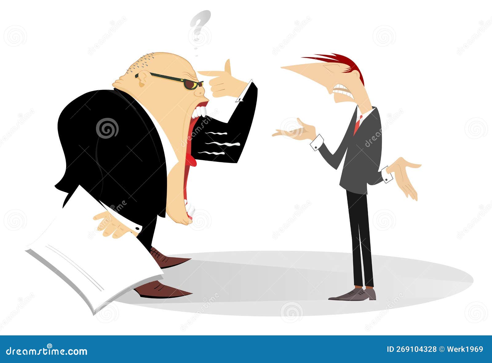 Angry boss and employee stock vector. Illustration of drawing - 269104328
