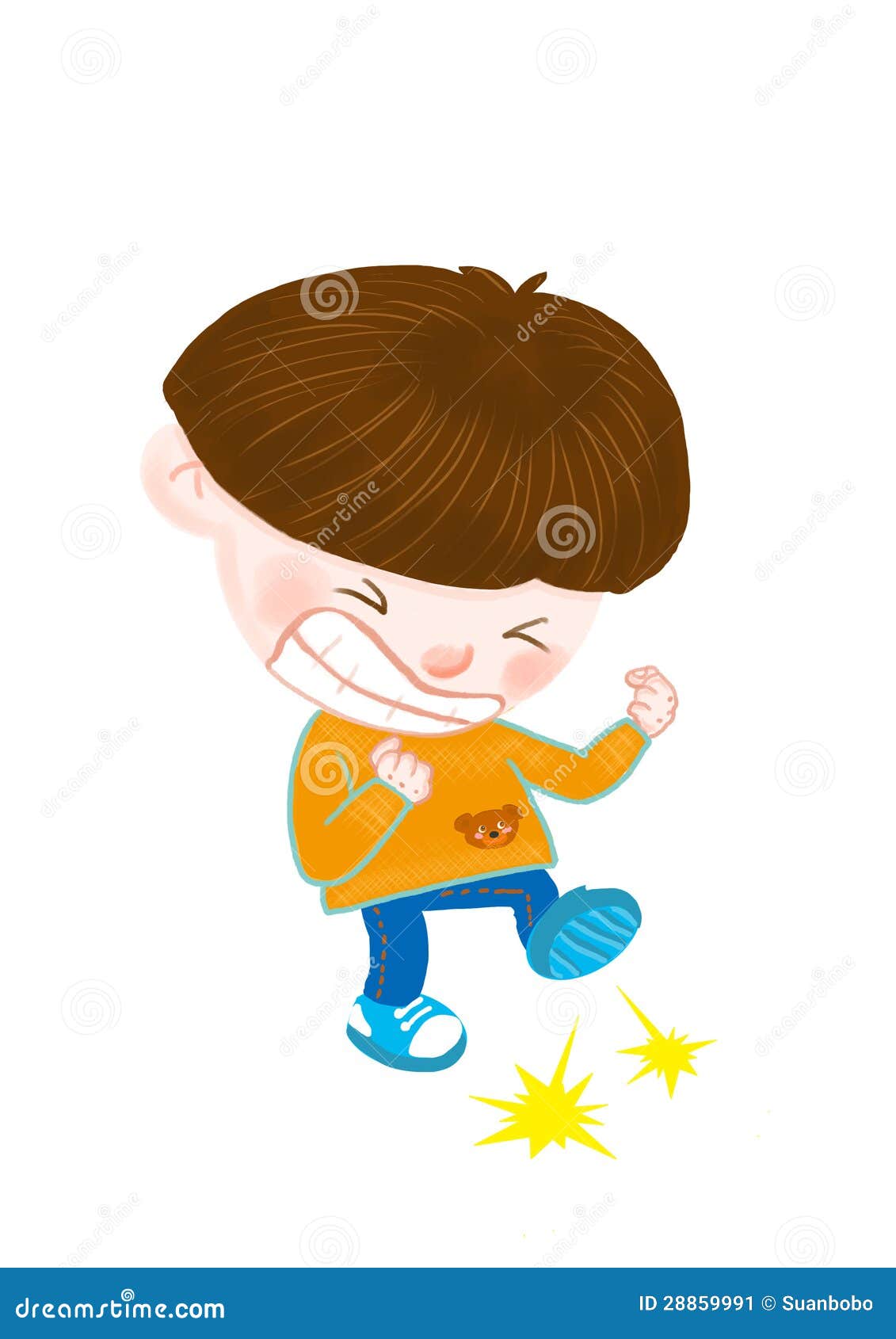 Angry Boy Or Child Isolated On White Background. Vector Illustrations ...
