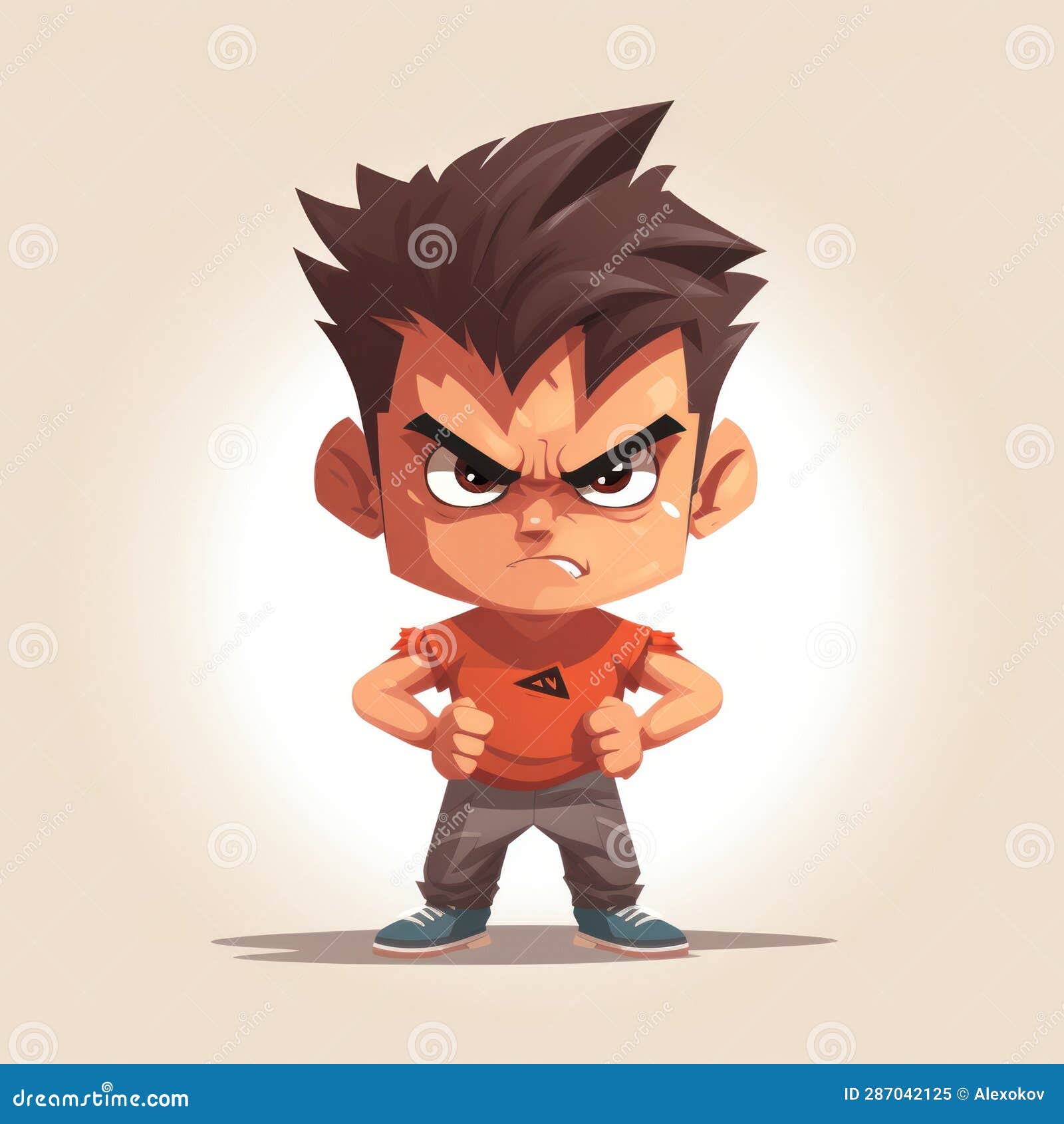 Angry Child in Flat Minimalistic Animation AI Generated Stock ...