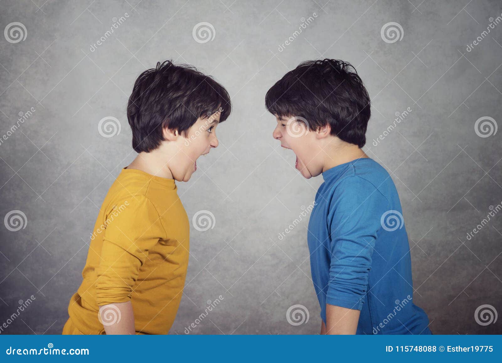 Angry Children Shouting Over Stock Photo - Image of friendship ...