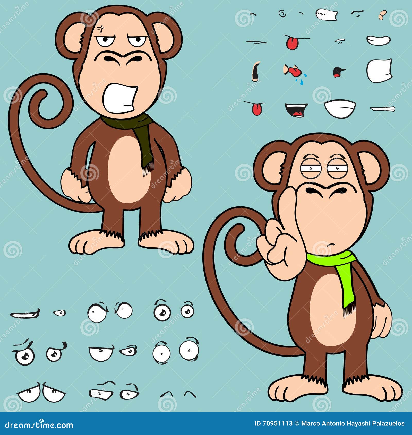 Angry Chimpanzee Cartoon Expressions Set Stock Vector - Illustration of ...