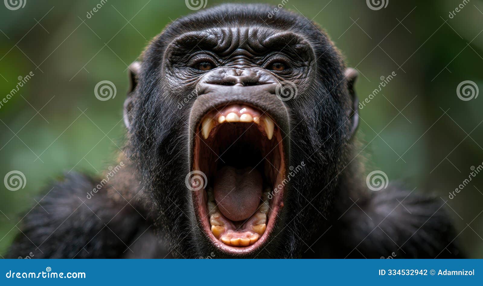Angry Chimpanzee with Open Mouth Showing Teeth Stock Illustration ...