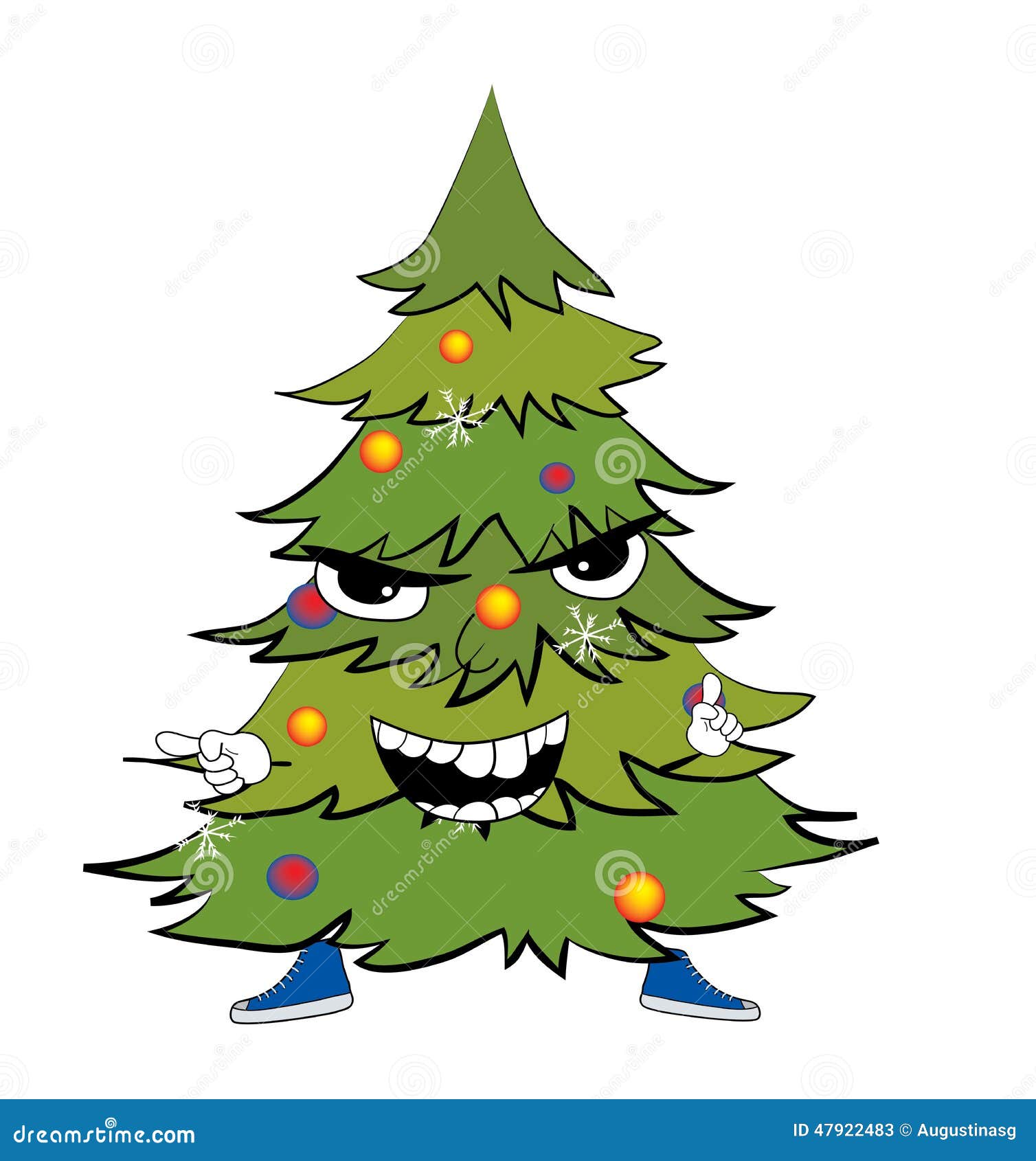 Angry Christmas Tree Cartoon Stock Illustration - Illustration of icon ...