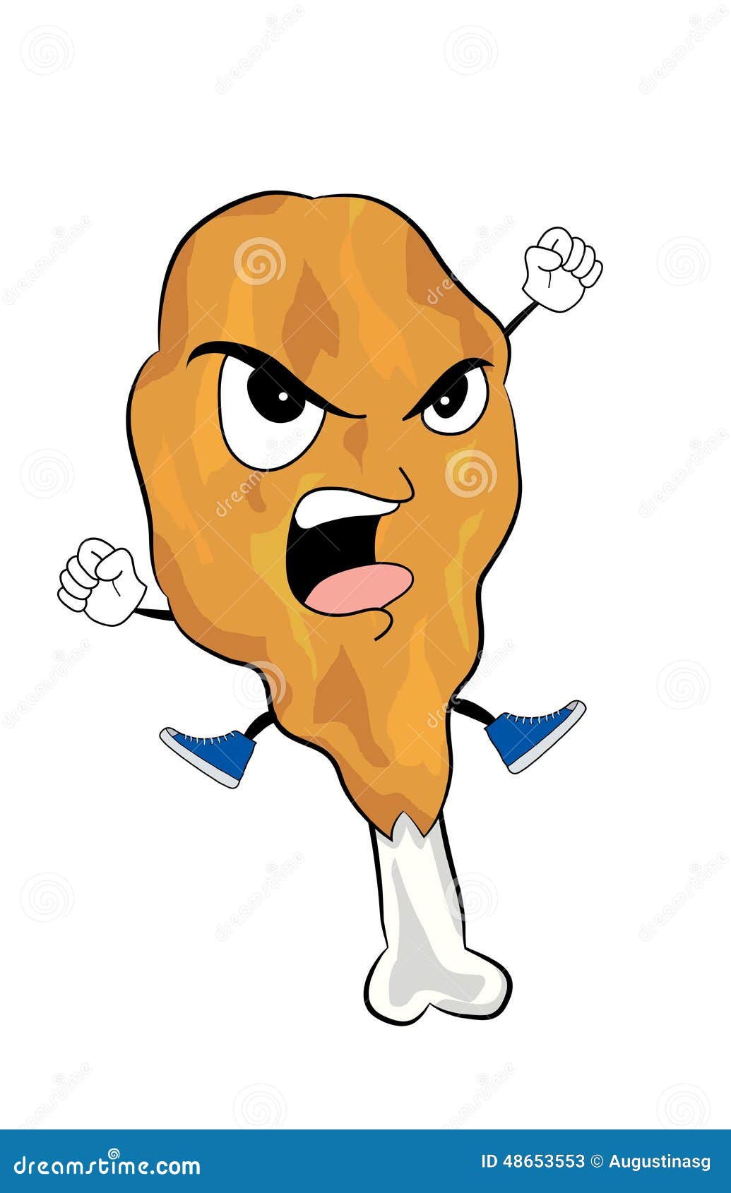 Angry ckicken leg cartoon stock illustration. Illustration of symbol ...