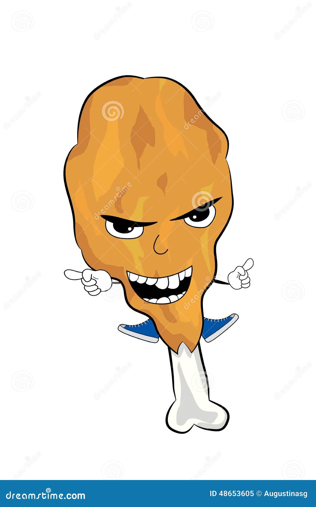 Angry ckicken leg cartoon stock illustration. Illustration of symbol ...