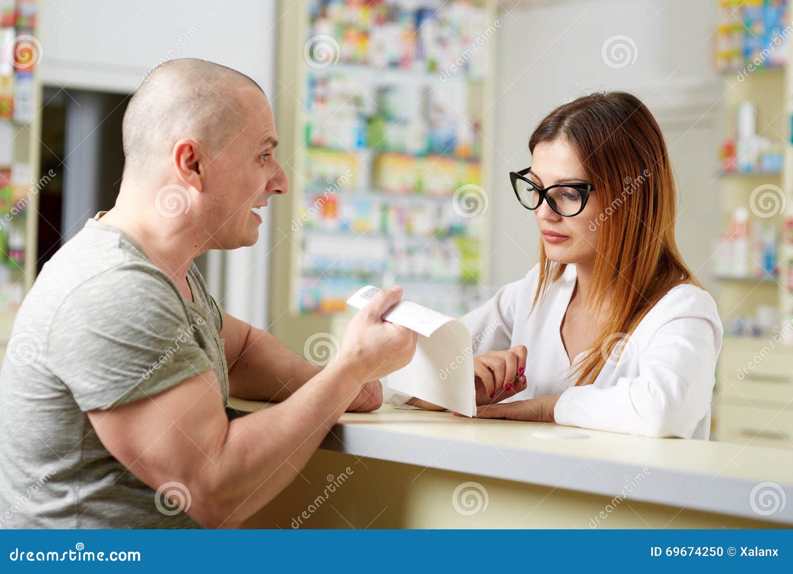 Angry client in a pharmacy stock photo. Image of person - 69674250