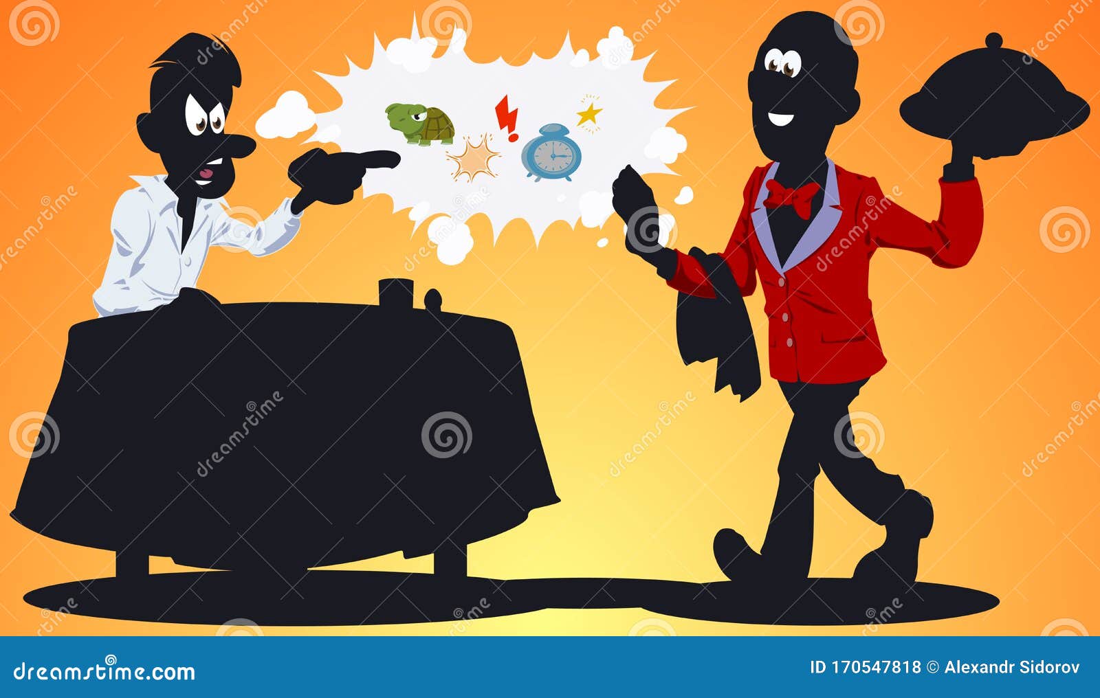 Angry Client Quarreling With Waiter. Funny People Cartoon Vector ...