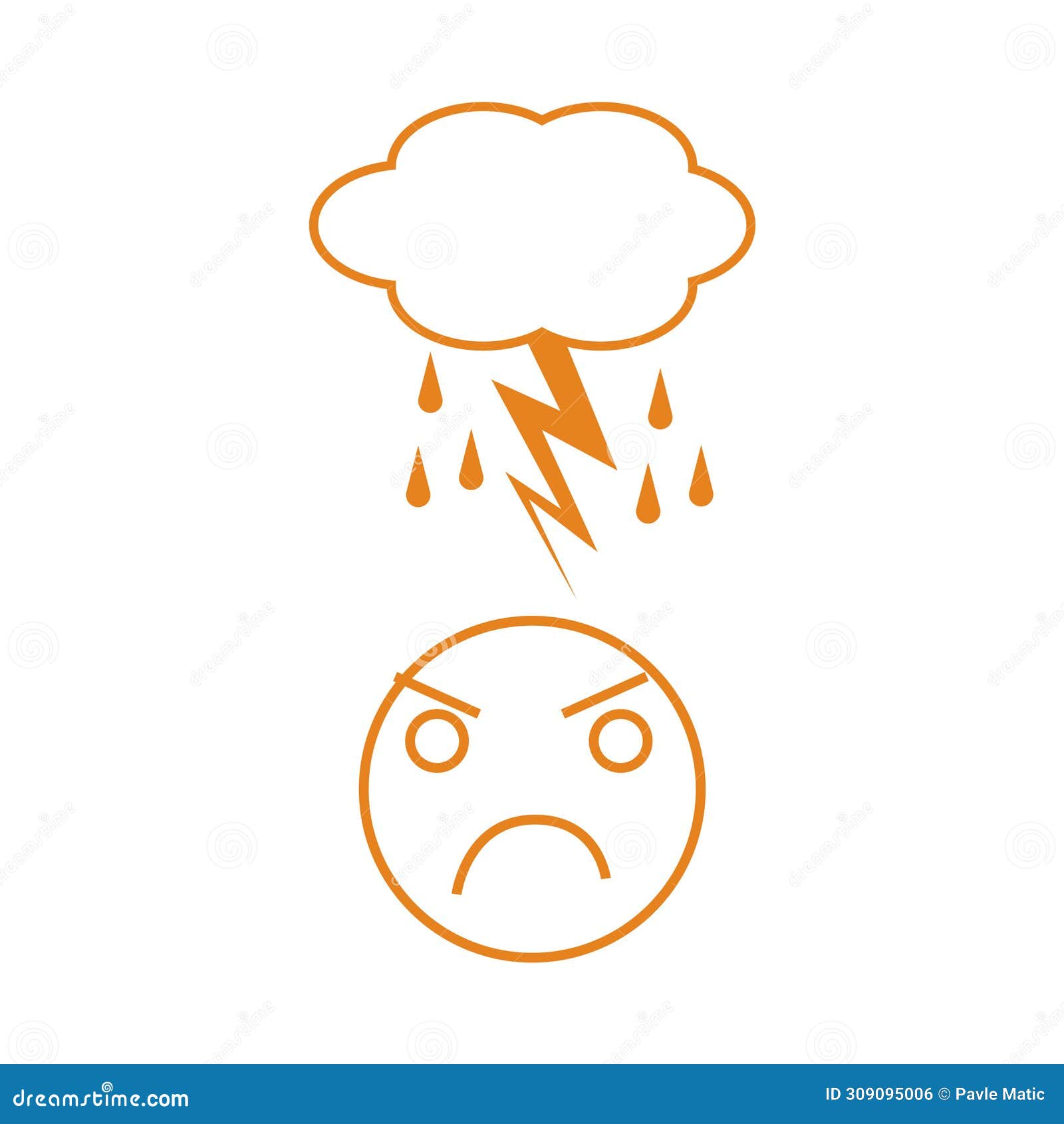 Angry cloud cartoon stock illustration. Illustration of person - 309095006