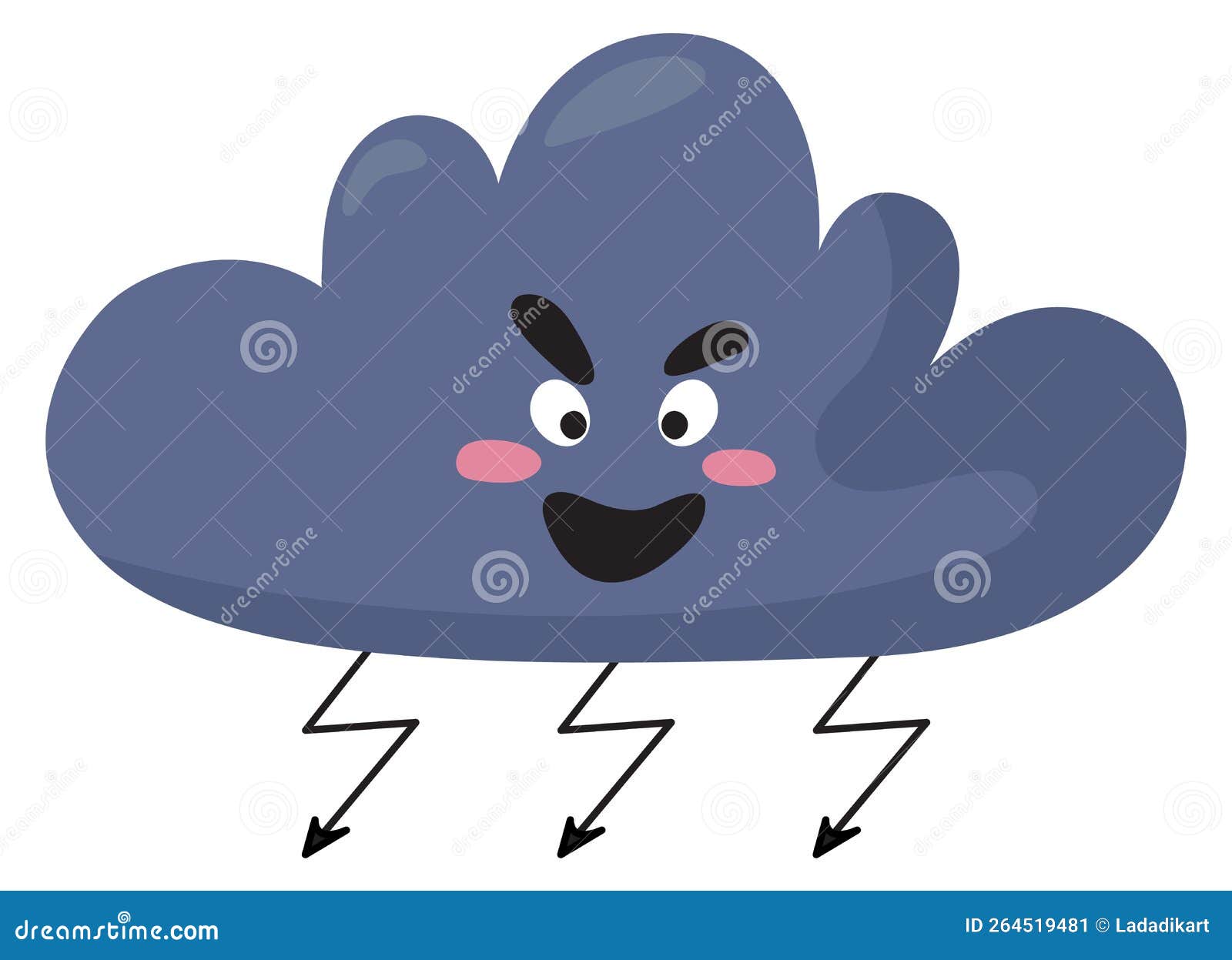 Angry Cloud Character. Thunderstorm Icon Stock Vector - Illustration of ...