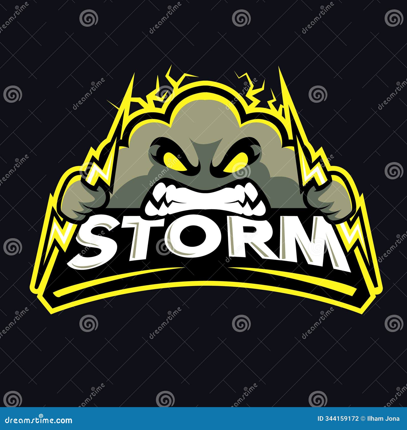 Angry Cloud Holding Lightning Mascot Logo Stock Illustration ...