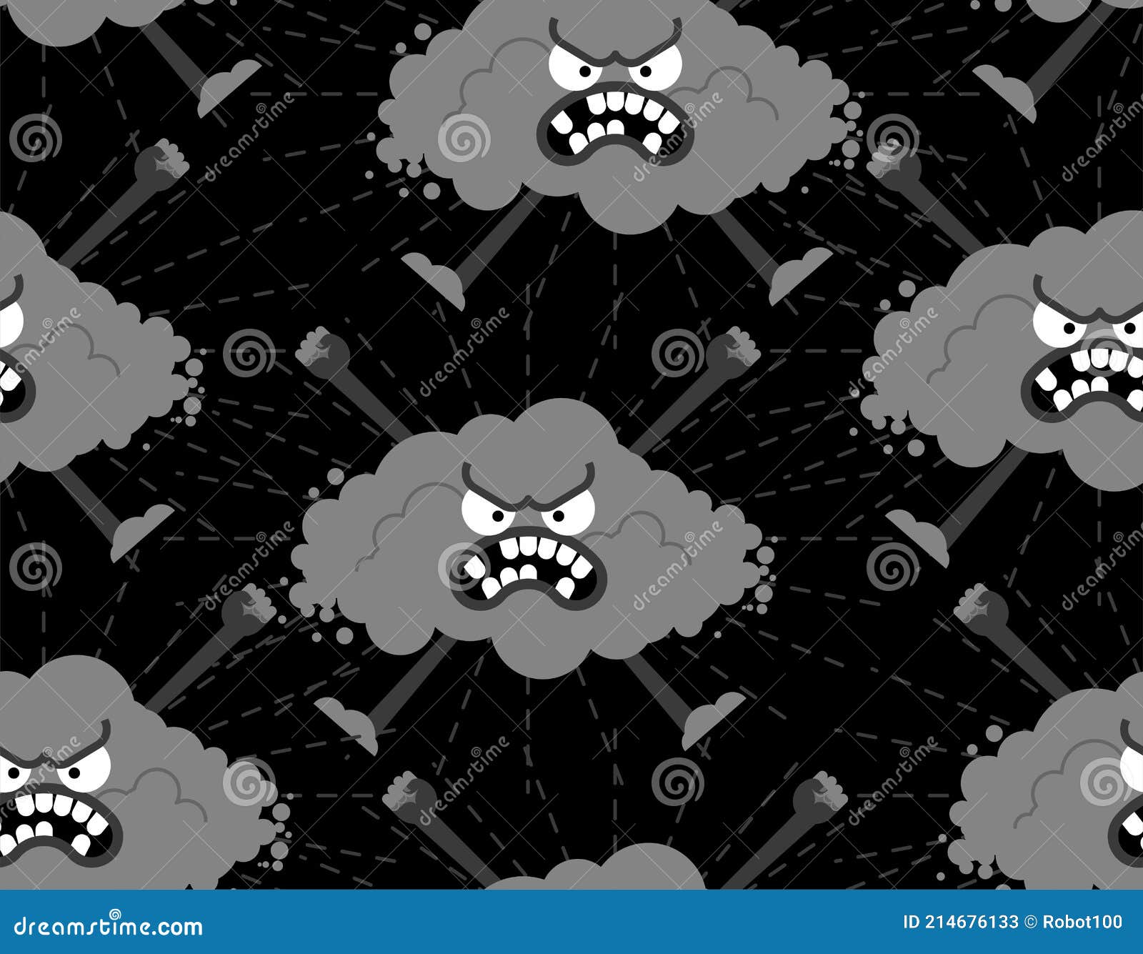 Angry Cloud with Rain Pattern Seamless. Vector Background Stock Vector ...