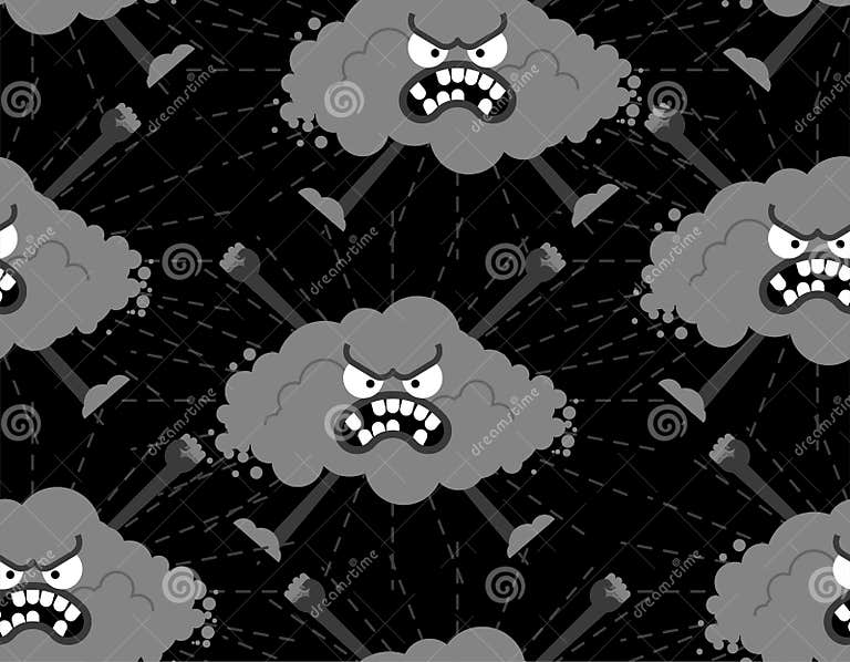 Angry Cloud with Rain Pattern Seamless. Vector Background Stock Vector ...