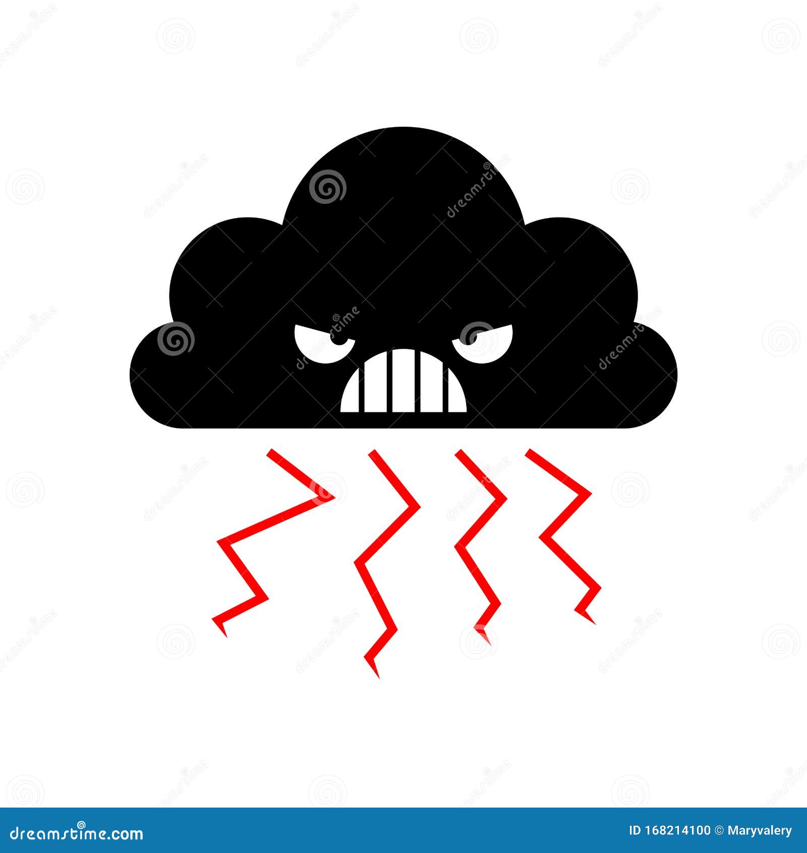 Angry Cloud. Thunder and Lightning Stock Vector - Illustration of ...