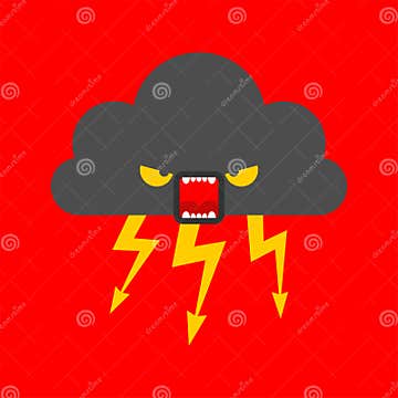 Angry Cloud. Thunder and Lightning Stock Vector - Illustration of drops ...