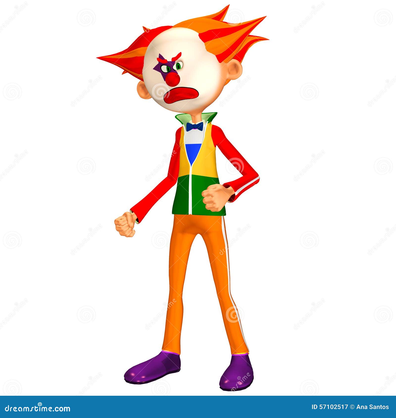 Angry Clown Cartoon Character Vector Illustration On A White Background ...