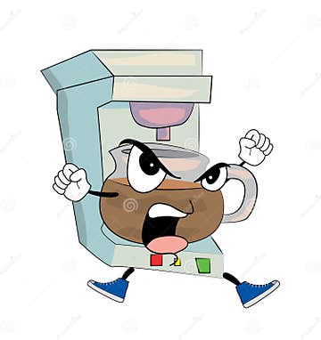 Angry Coffee maker cartoon stock illustration. Illustration of maker ...