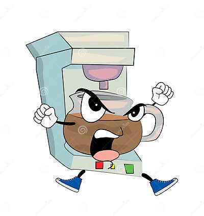 Angry Coffee maker cartoon stock illustration. Illustration of maker ...