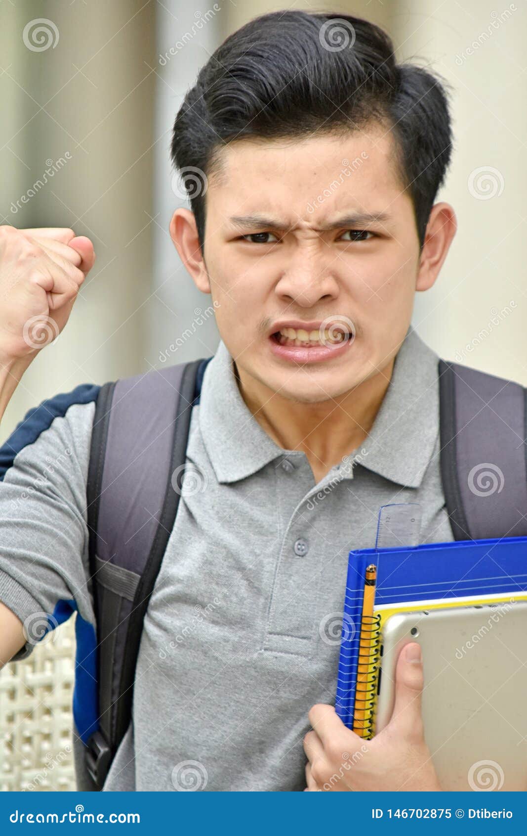 Angry College Diverse Person with Books Stock Image - Image of ...