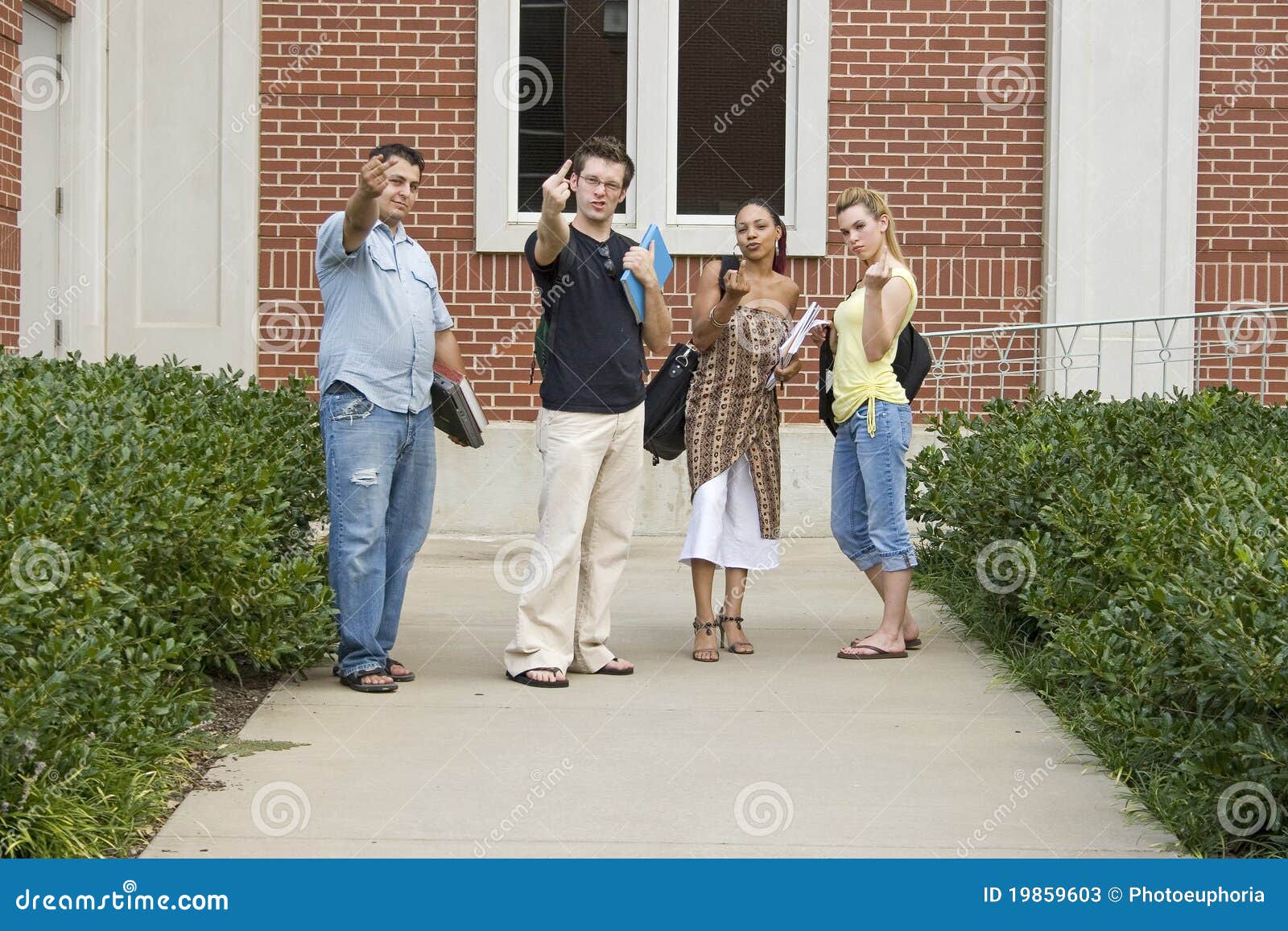 Angry College Students on Campus Stock Image - Image of female, humor ...