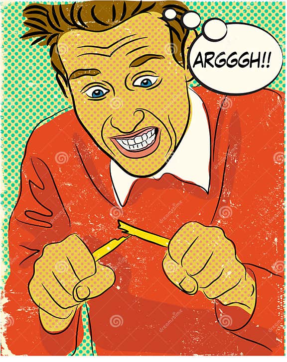 Angry comic book man stock vector. Illustration of pencil - 26956702