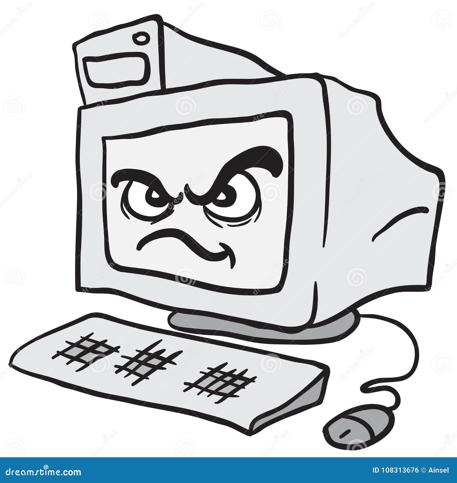 Angry Computer Cartoon Royalty-Free Illustration | CartoonDealer.com ...