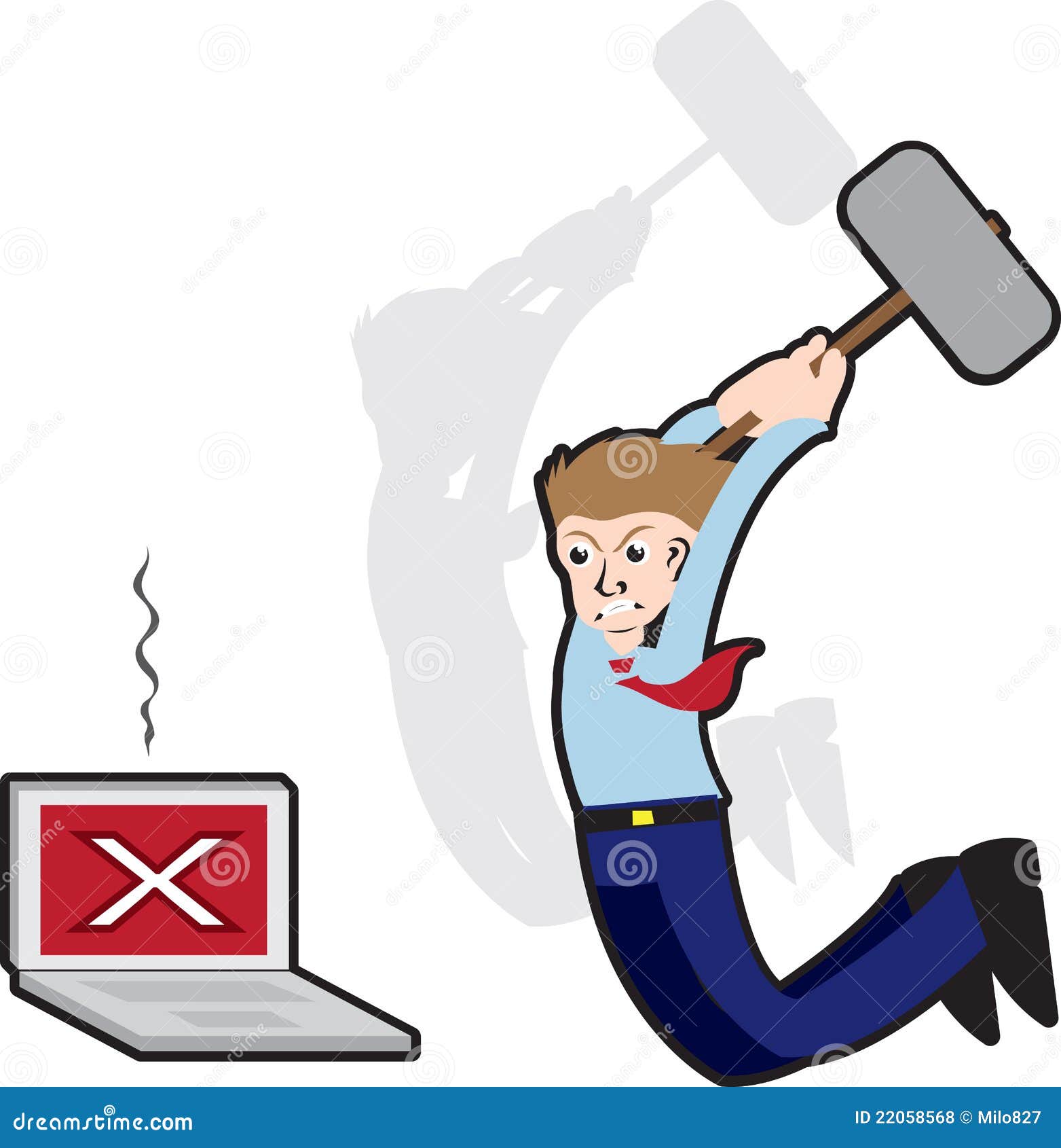 Angry at Computer with Sledgehammer Stock Vector - Illustration of ...