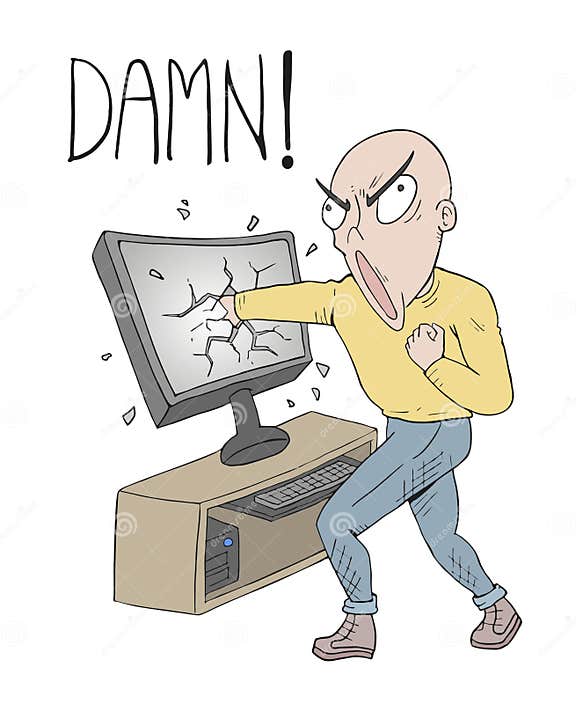 Angry computer user stock vector. Illustration of businessman - 280651114