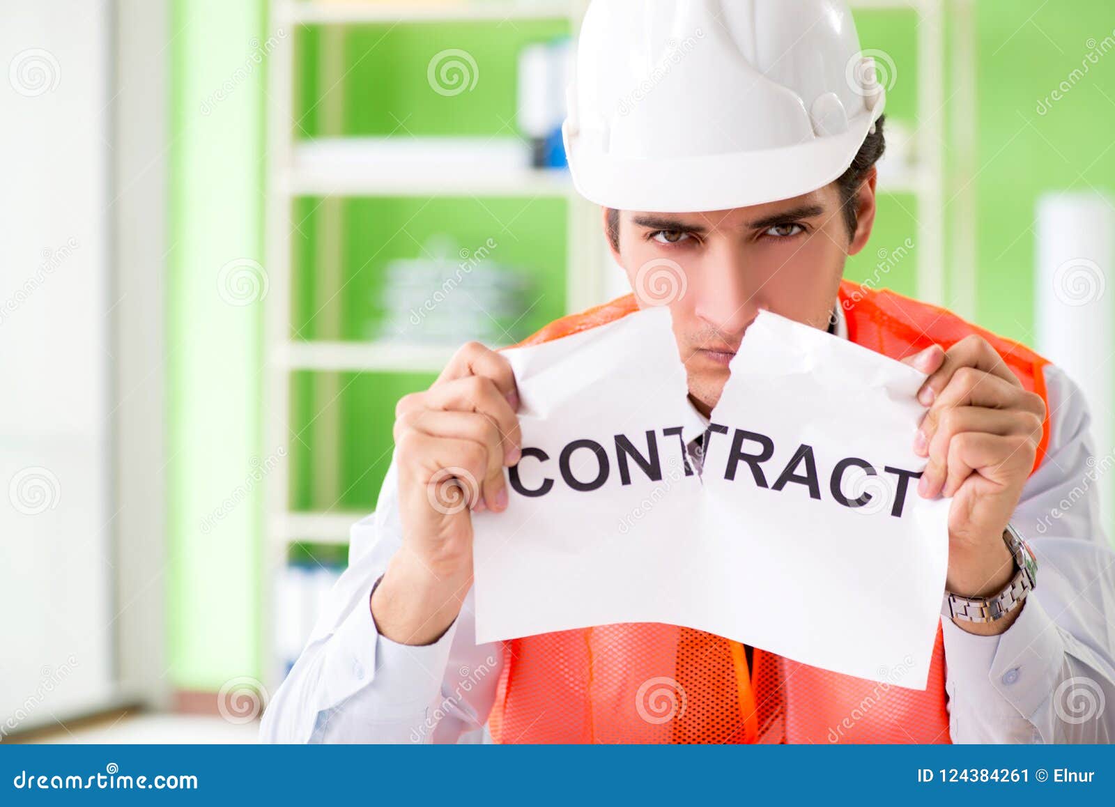 The Angry Construction Supervisor Cancelling Contract Stock Image ...