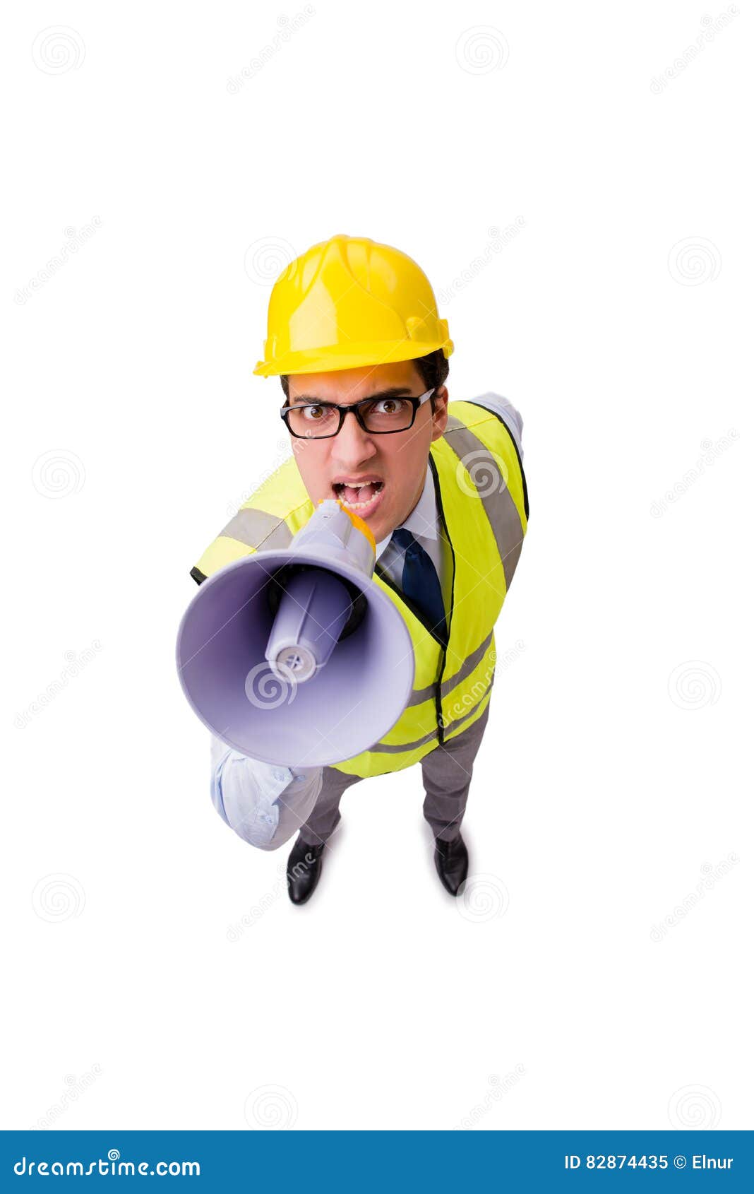 The Angry Construction Supervisor Isolated on White Stock Image - Image ...