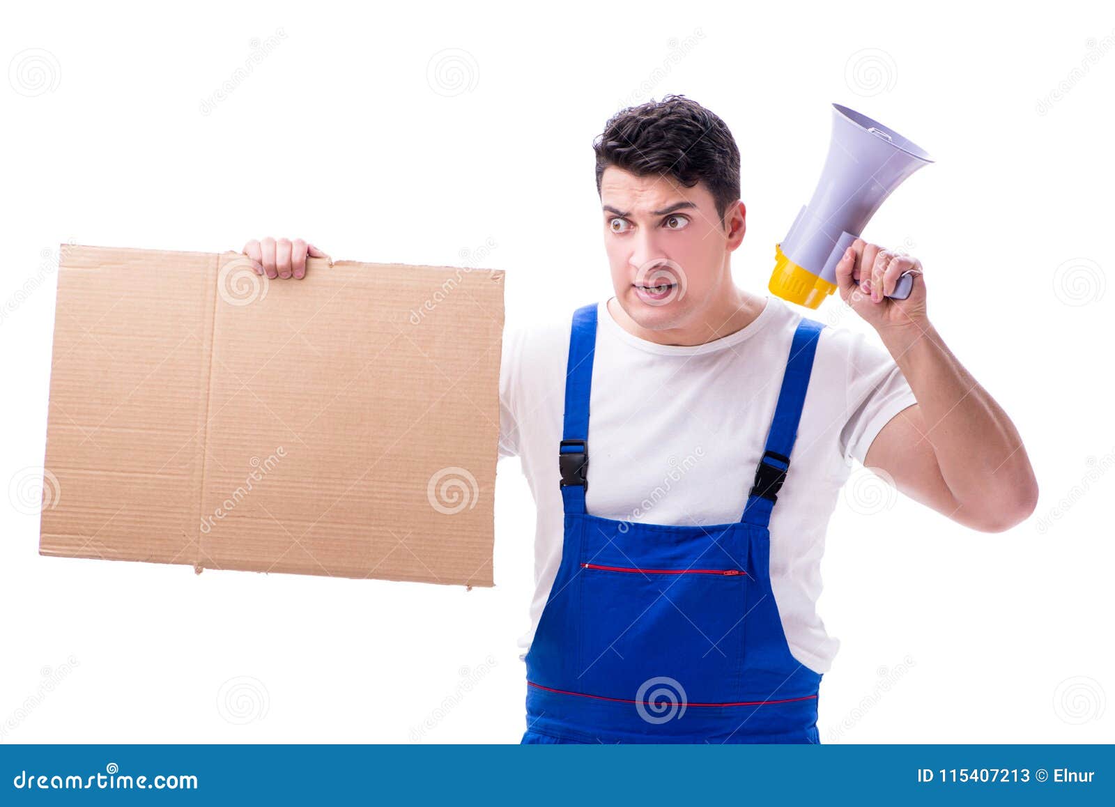 The Angry Construction Supervisor Yelling with Loudspeaker Stock Image ...