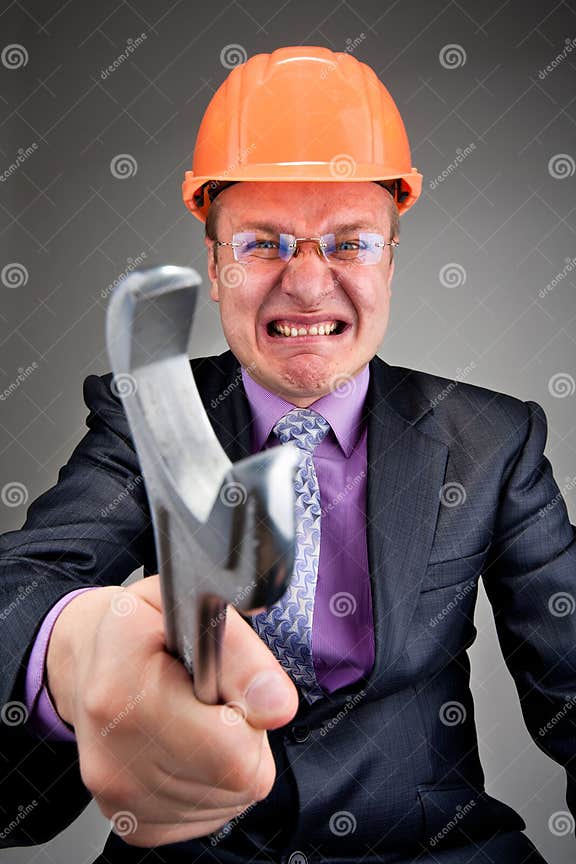 Angry contractor stock image. Image of engineer, equipment - 19383457