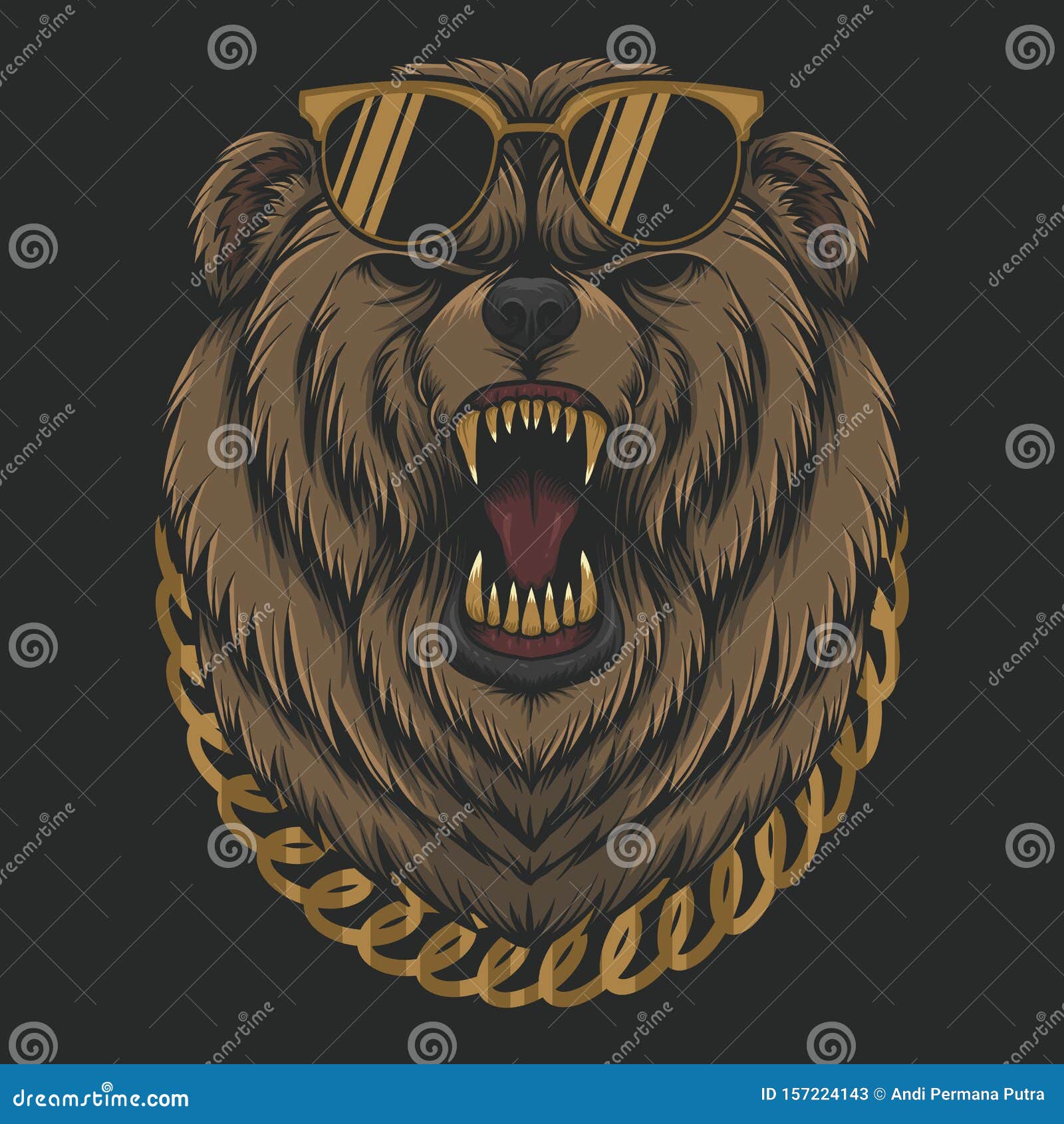 Angry Cool Bear Vector Illustration Stock Vector - Illustration of ...