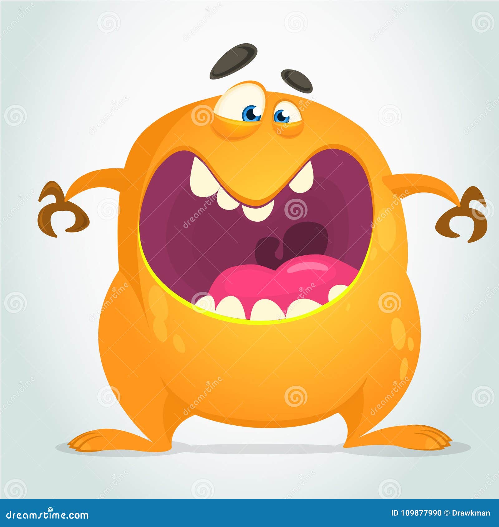 Angry Cool Cartoon Fat Monster. Orange Vector Monster Character. Stock ...