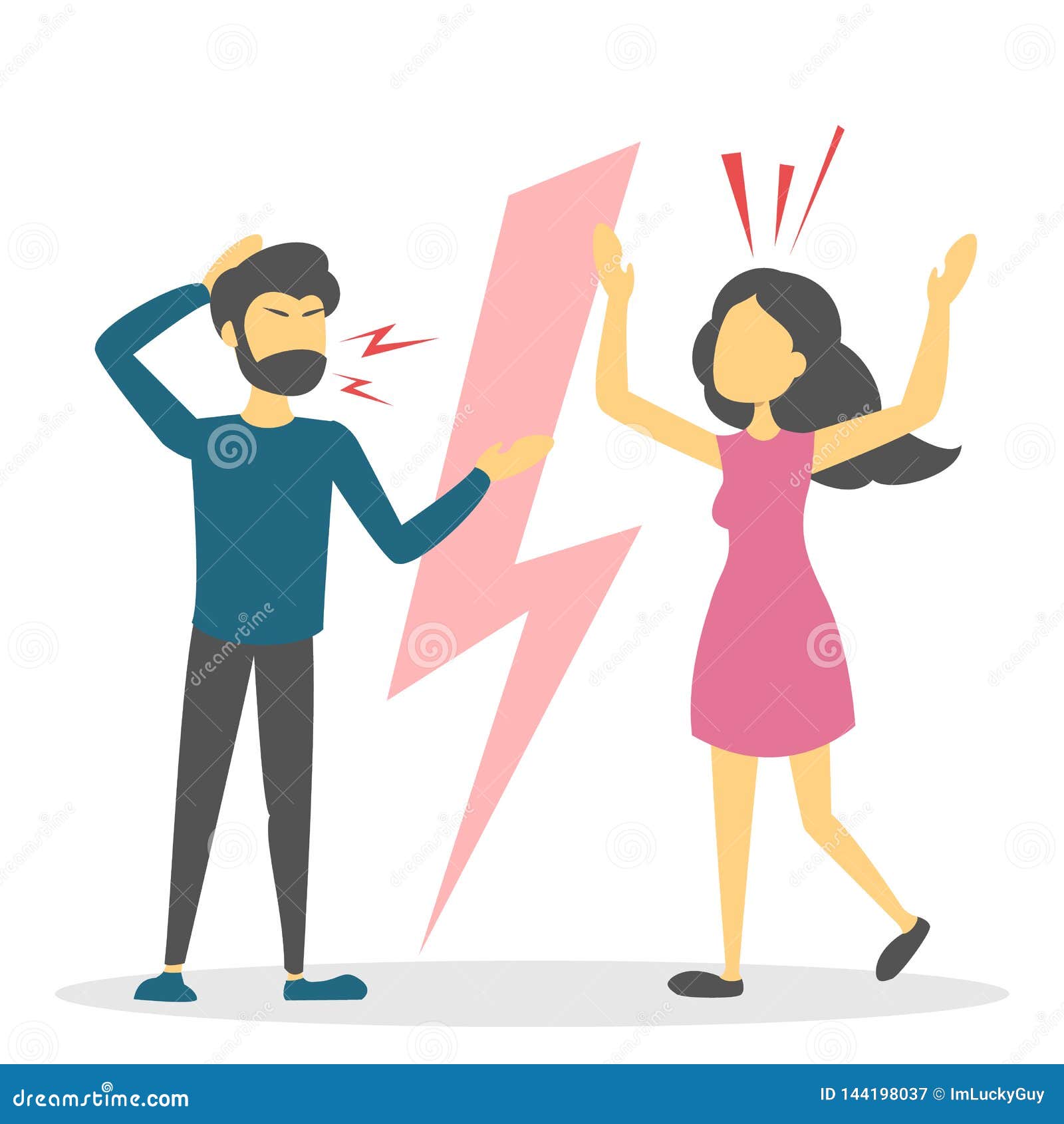 Angry Couple Argue Wife And Husband Shouting Stock Illustration
