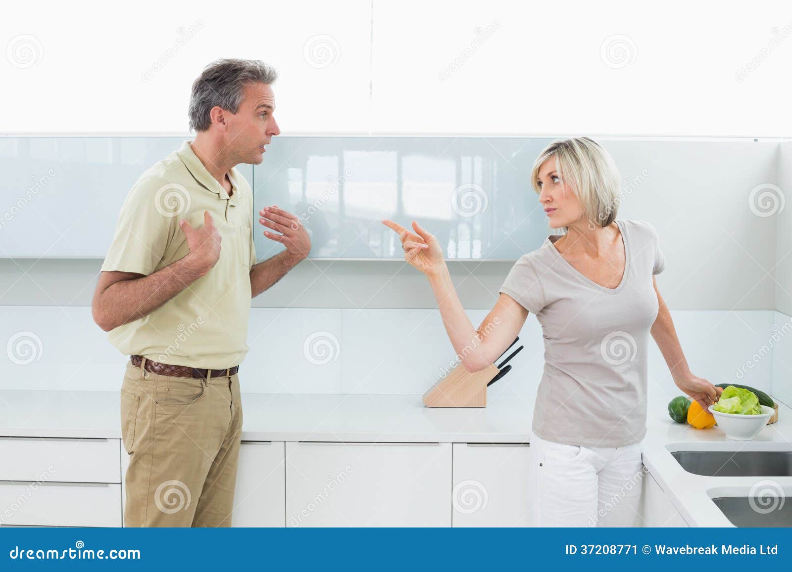 Angry Couple Arguing in the Kitchen Stock Image - Image of domestic ...