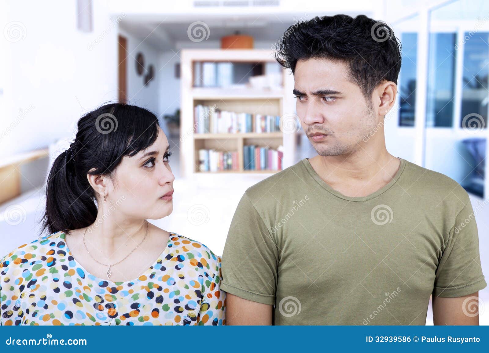 Angry Couple Close-up at Home Stock Photo - Image of asian, feature ...