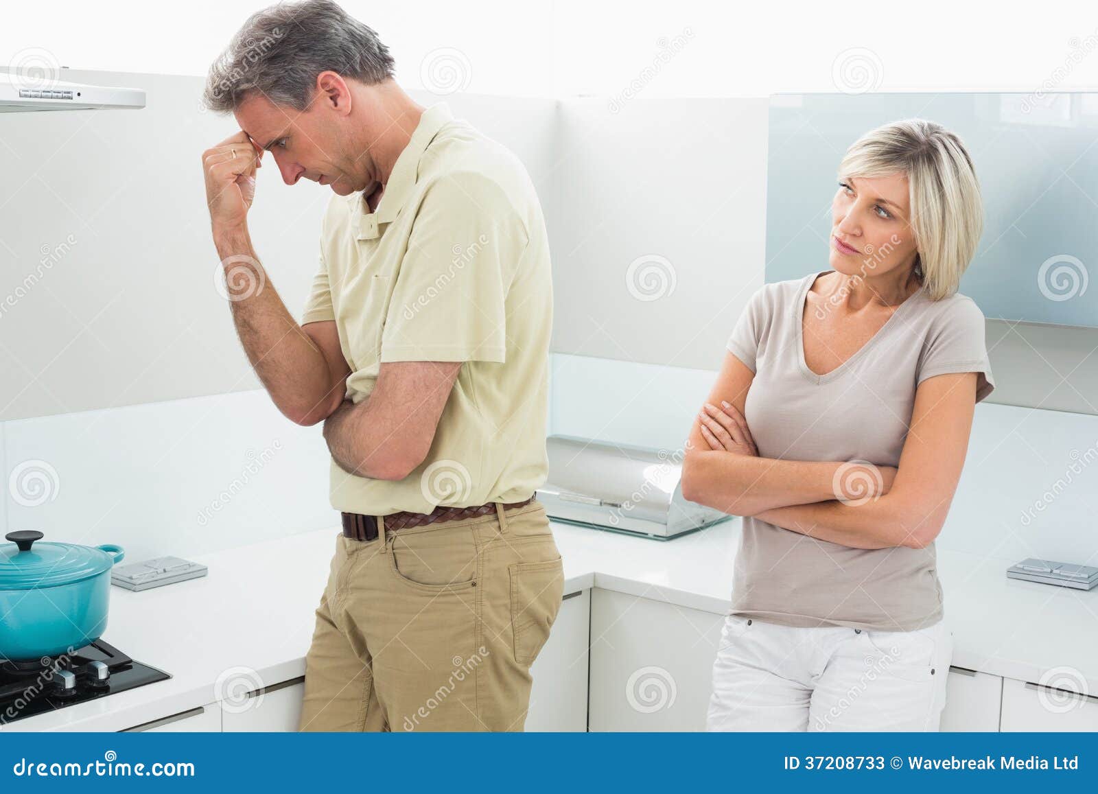 Angry Couple after a Fight in Kitchen Stock Image - Image of house ...