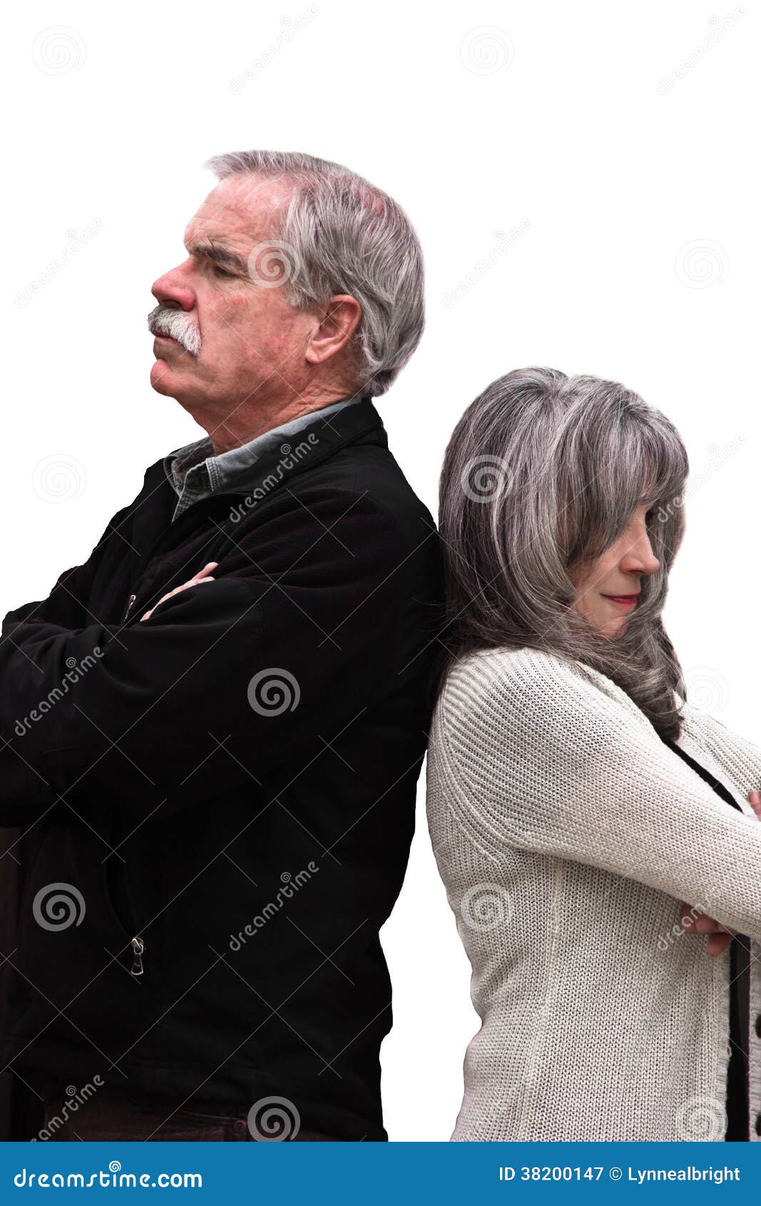 Angry Couple Stand Back To Back Stock Image - Image of mustache ...