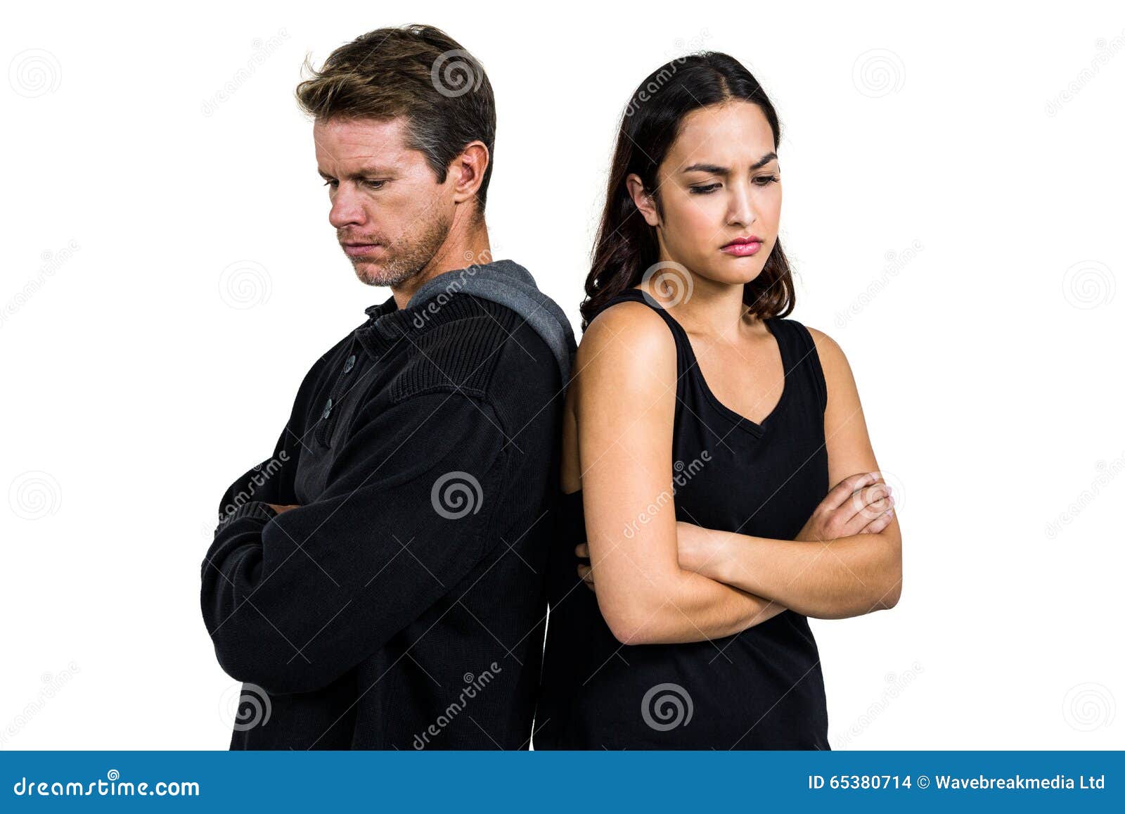 Angry Couple Standing Over White Background Stock Photo - Image of ...
