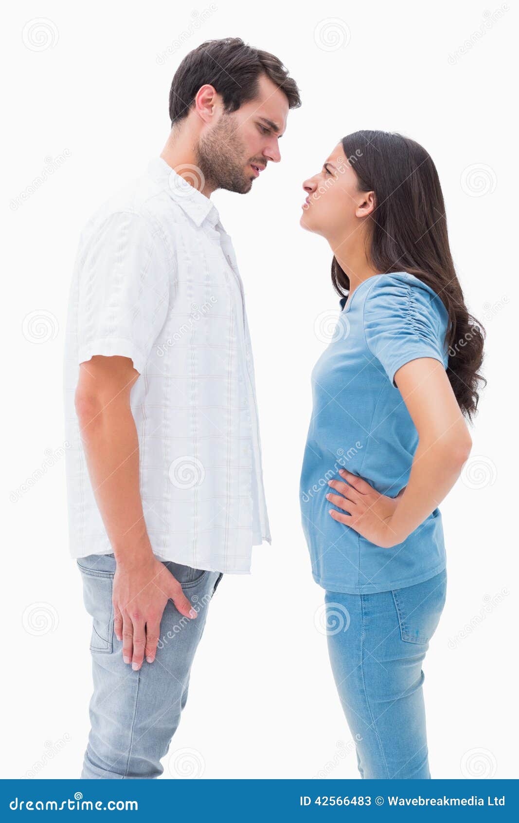 Angry Couple Staring at Each Other Stock Image - Image of white, male ...