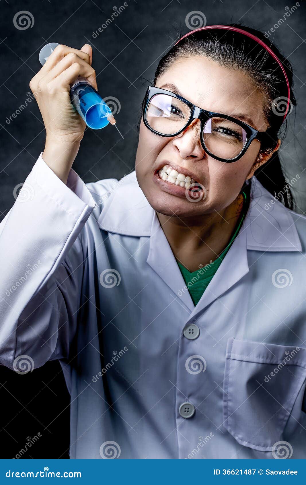 Angry Crazy Asian Doctor with a Syringe Stock Image - Image of anger ...