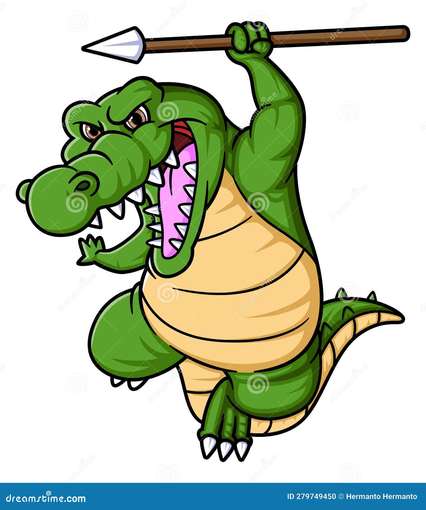 Angry Crocodile Cartoon Holding a Spear Stock Vector - Illustration of ...