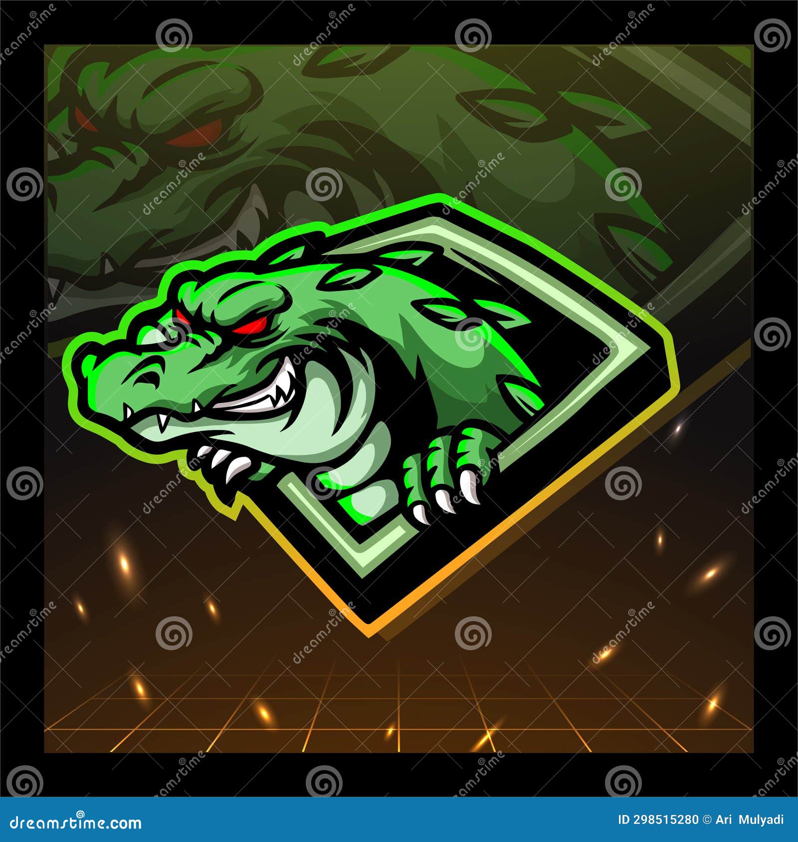 Angry Crocodile Cartoon Holding A Spear Vector Illustration ...