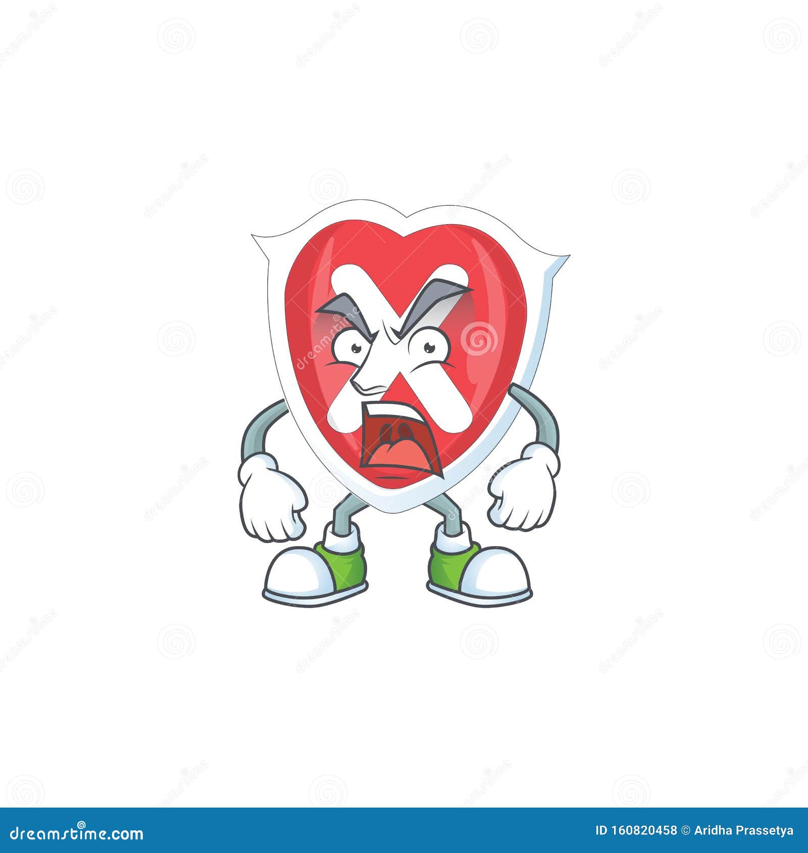 Angry Cross Shield in the Cartoon Character Stock Vector - Illustration ...