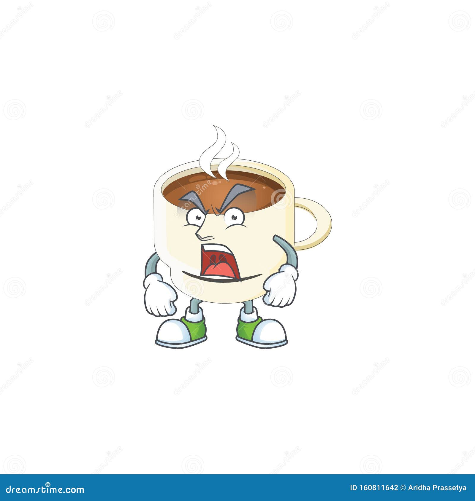 Angry Cup Coffee the Character with Mascot Stock Vector - Illustration ...
