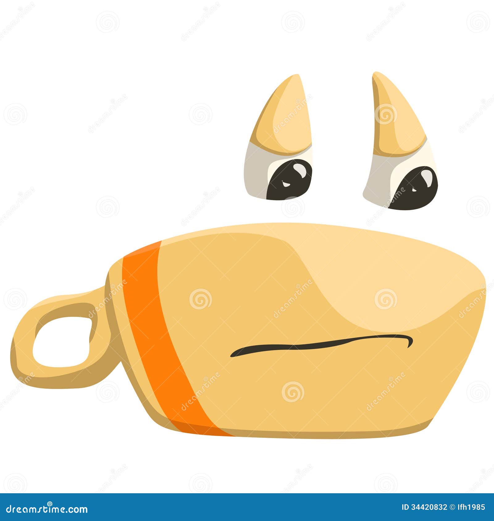 Angry Cup of Coffee with Closed Mouth Stock Illustration - Illustration ...