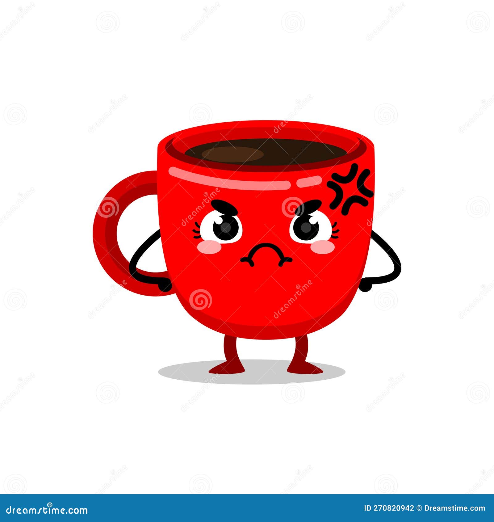 Angry Cup Drink Cute Mascot Character Stock Vector - Illustration of ...