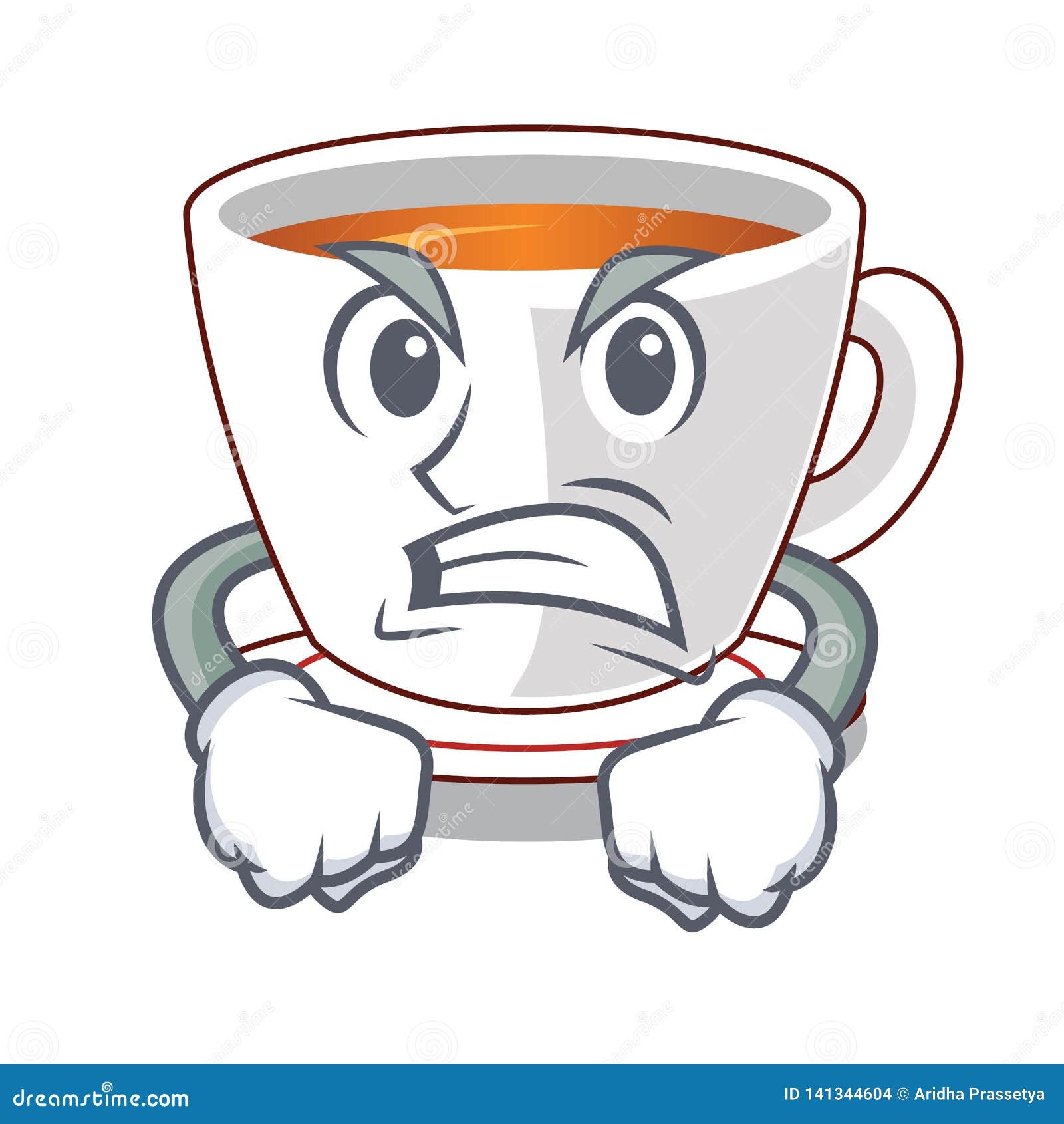 Angry Cup Mint Tea Isolated with Character Stock Vector - Illustration ...